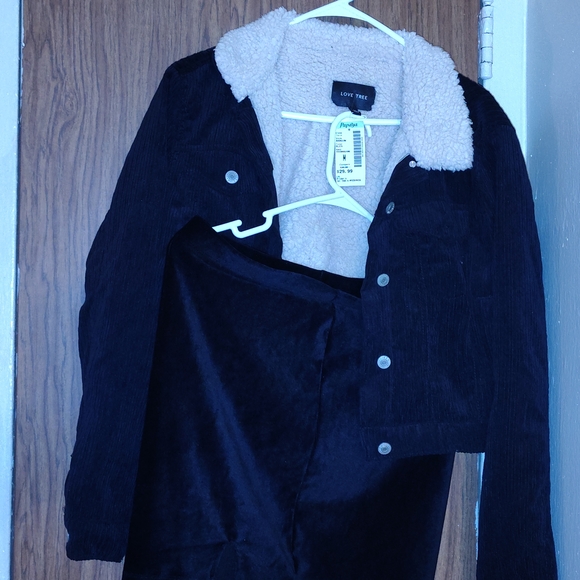 Love Tree | Jackets & Coats | Love Tree Black Corduroy Jacket With ...